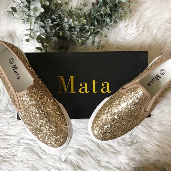 Mata | Shoes | 525 Mata Gold Glitter Slip On New | Poshmark